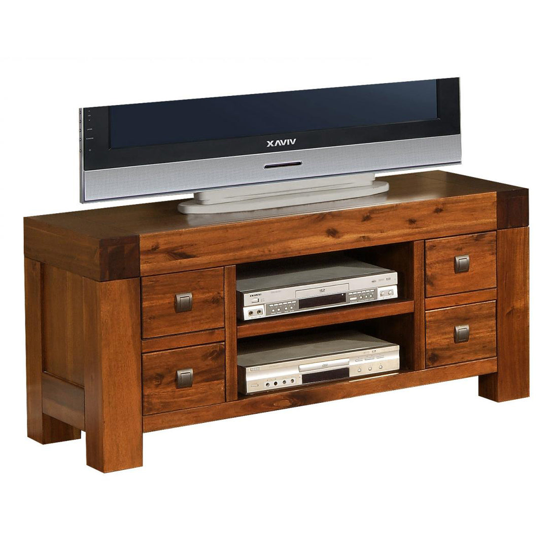 Monaco Solid Acacia TV Stand With 4 Drawers In Acacia | Bed Slat ...