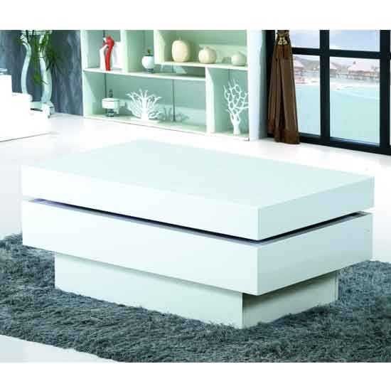 Preston Movable High Gloss Coffee Table In White | Bed Slat Replacements UK